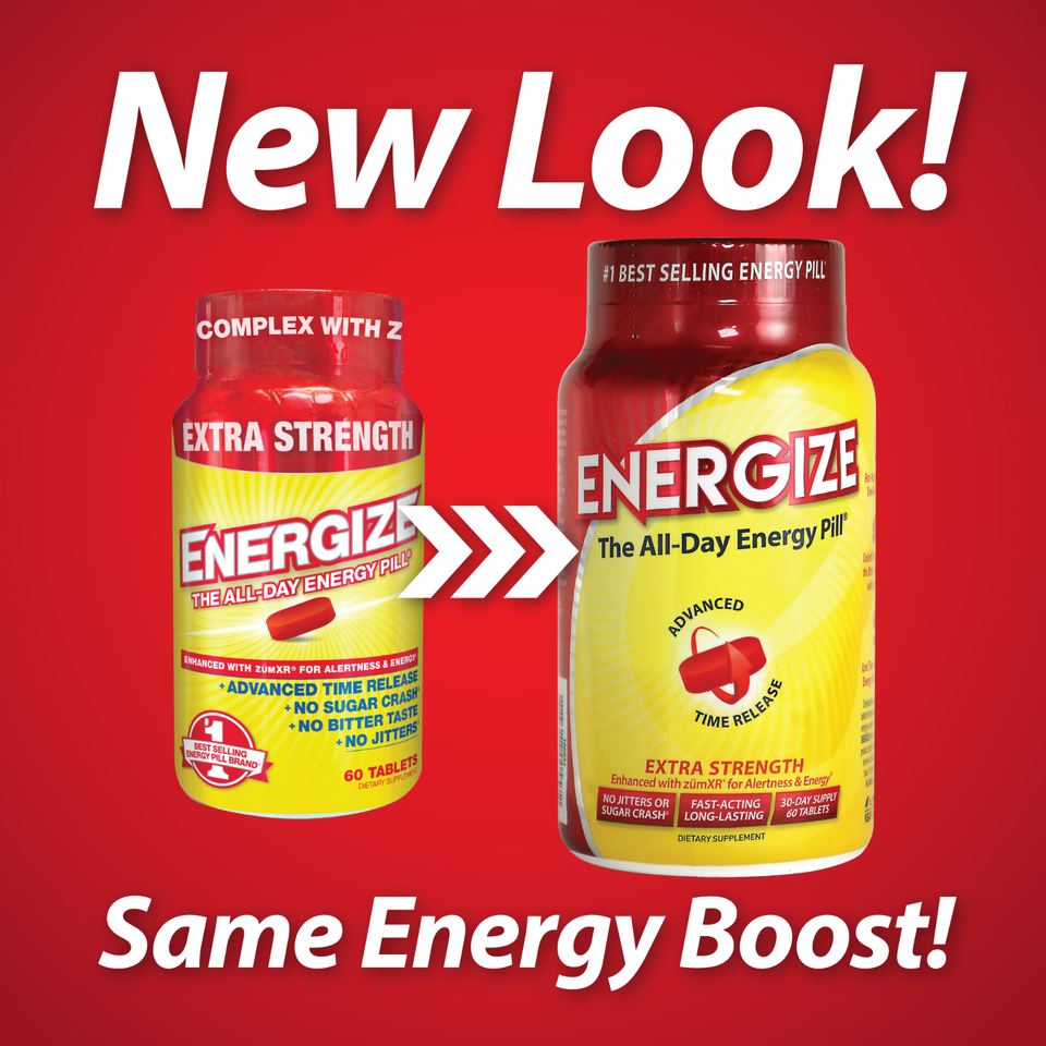 ENERGIZE Extra Strength America's #1 Selling All-Day Energy Pill - 60 ...