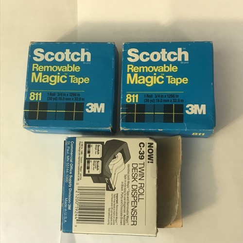 2+ Rolls NEW 3M Scotch REMOVABLE Magic Tape 811 3/4"x1296"(36 Yds) + 1 ...