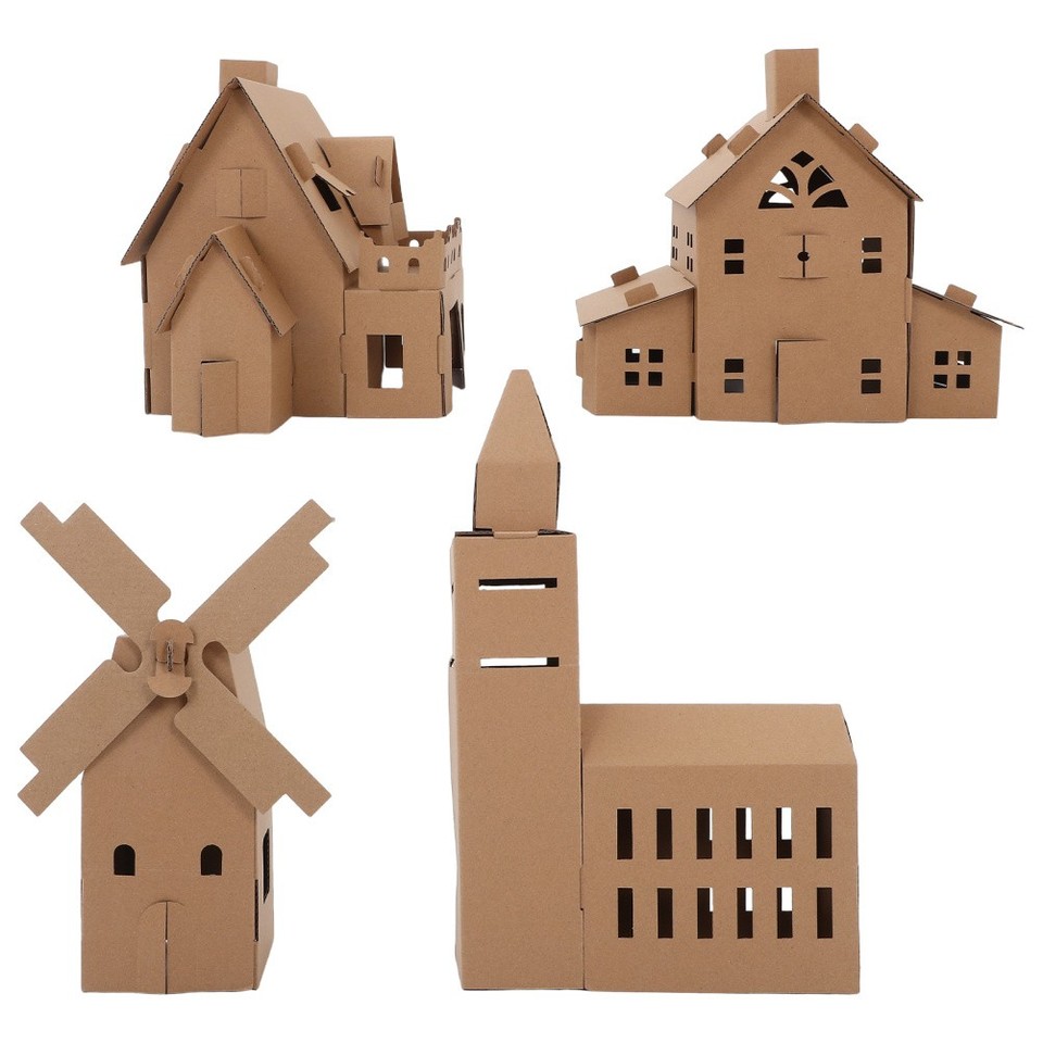 4 ensembles de maisons en carton à construire décorer – kit créatif ...