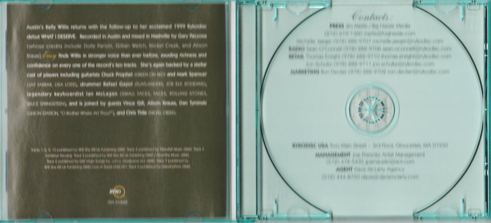 KELLY WILLIS~Easy, 2002 original Rykodisc Advance promotional copy only ...