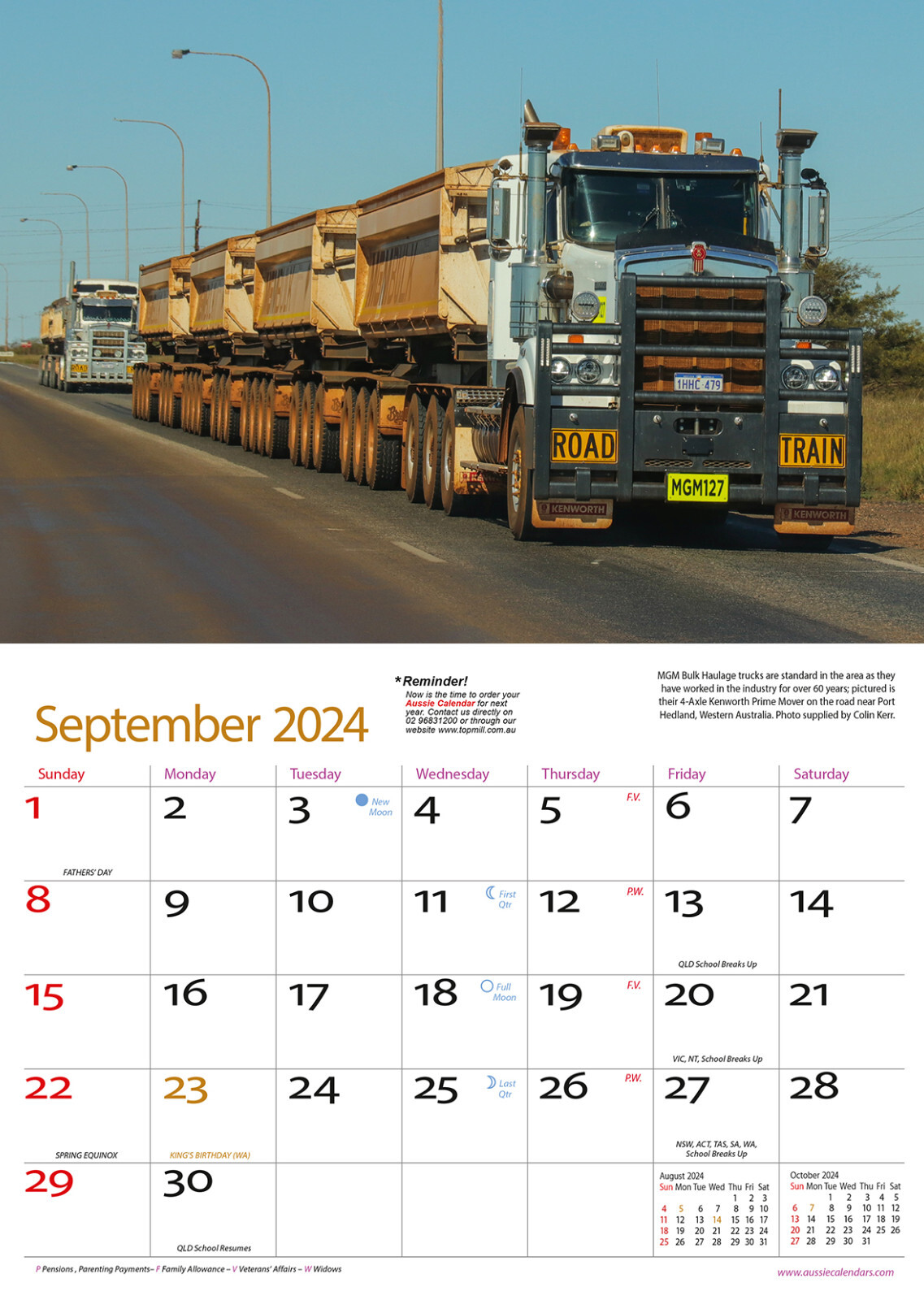 2024 Aussie Rigs Trucks 12 Months A4 Wall Calendar 30cm x 21cm by ...