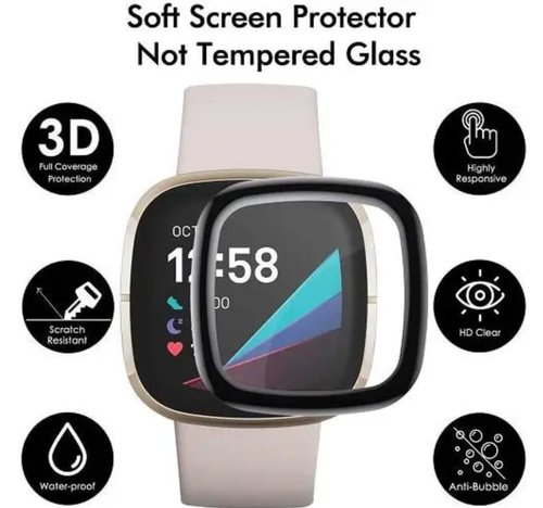 2pcs Soft Full Screen Protectors for Fitbit Versa 4, Versa Sense 2 ...