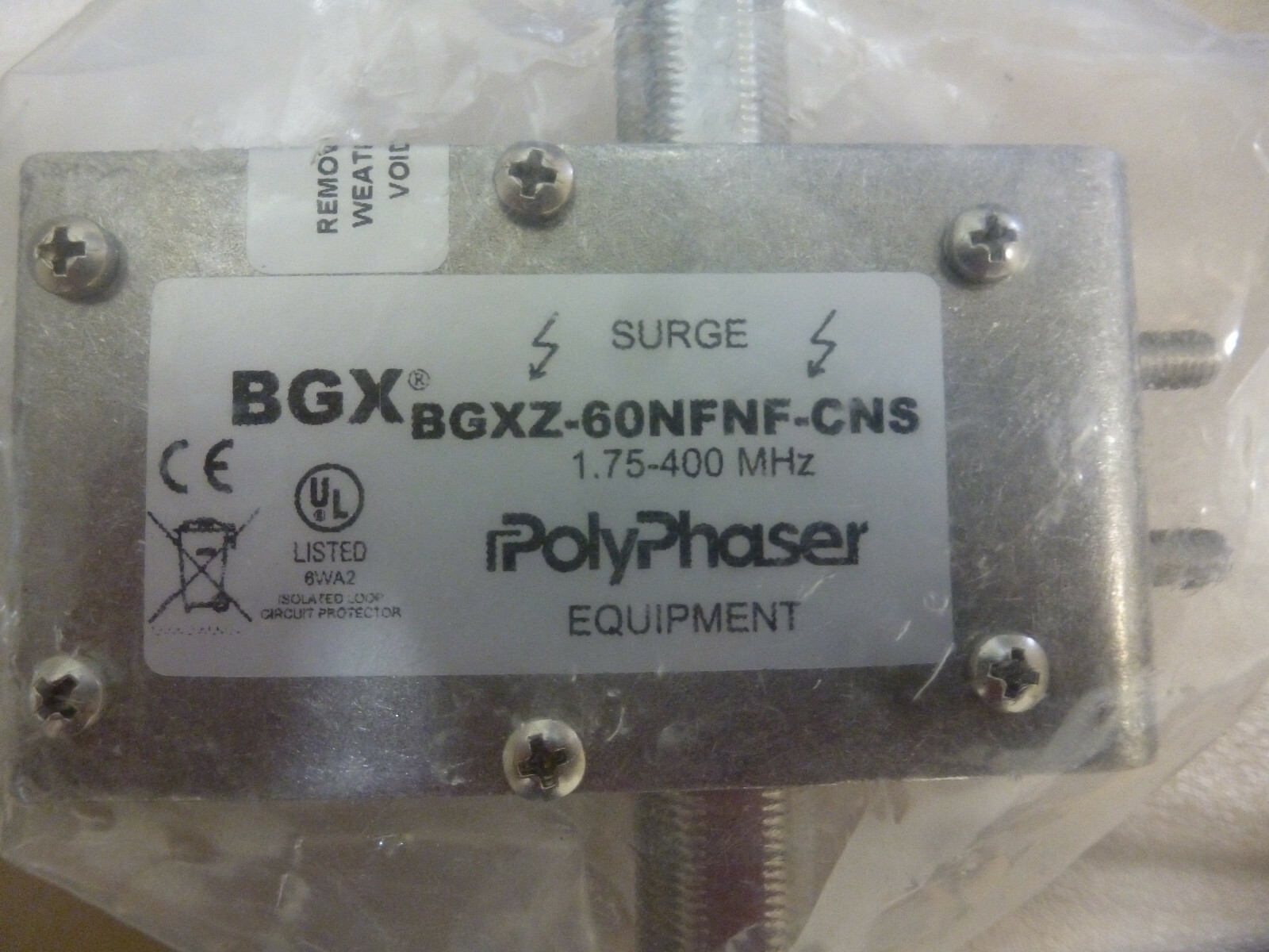 PolyPhaser BGXZ-60NFNF-CNS Lightning Surge Arrestor Protector-Type N F ...