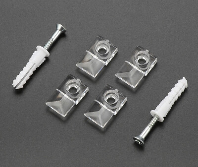 20x Plastic Clear Glass Retainer Clips Mirror Hanging Kit with Screw ...