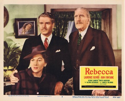 REBECCA Original 56 Lobby card 8 Alfred Hitchcock Laurence Olivier Joan ...