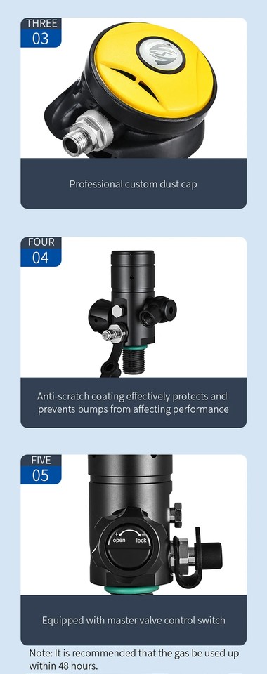 Scuba Diving Kit Full Face Snorkel Mask 4L Air Oxygen Tank 3000PSI ...