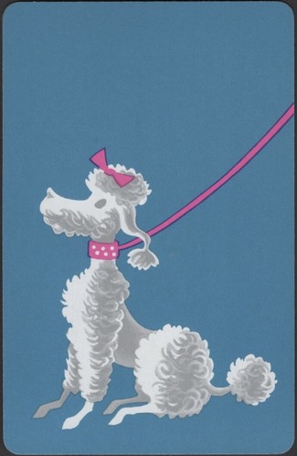 Playing Cards Single Card Old Vintage * Collar + Lead POODLE DOG * Art ...