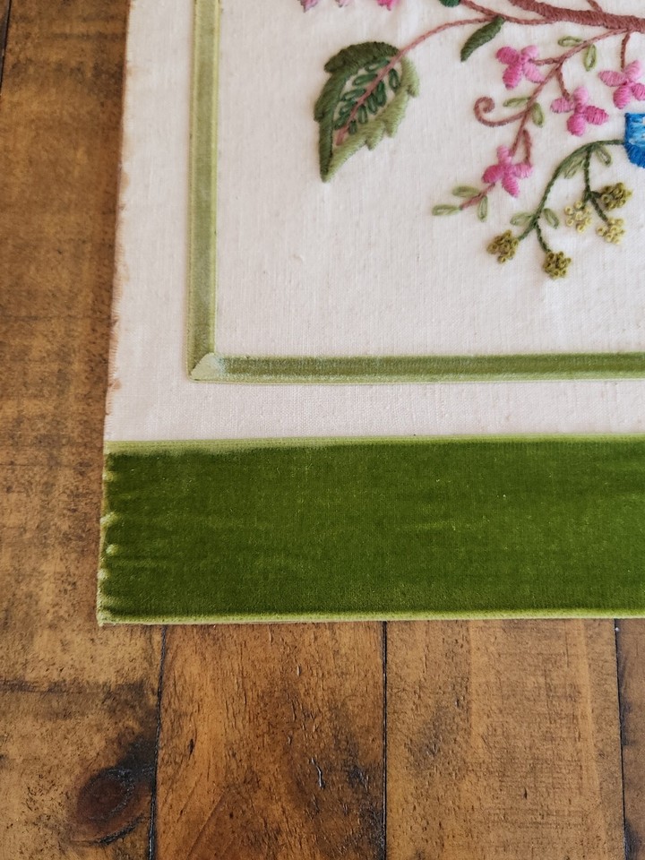 Vntg Hand Stitched Floral Crewel Embroidered Tapestry 15" X 19 1/2 ...