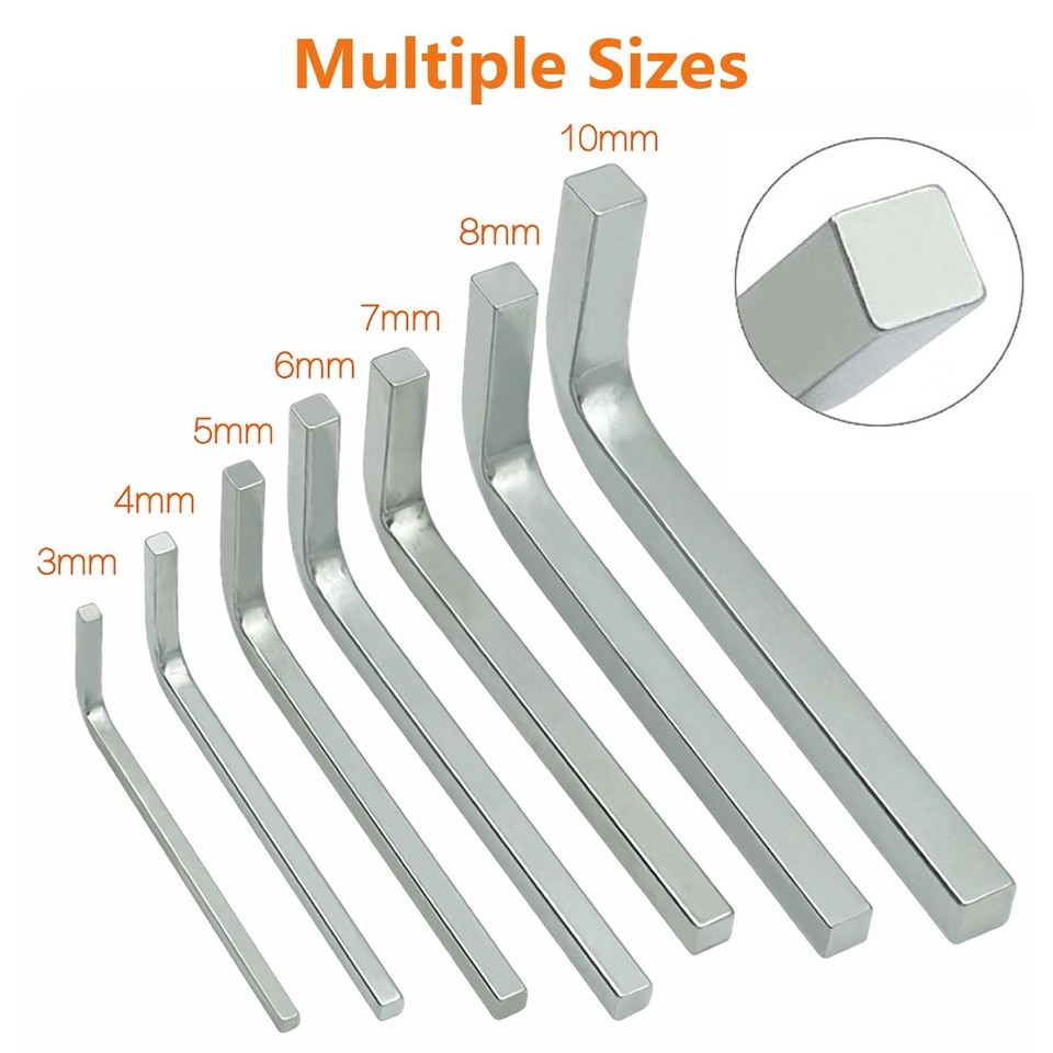 7Pcs Square Head Wrench Set L Shaped Square Key Kit Chromium Vanadium ...