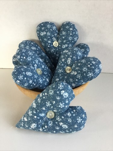 Set of 6 Country Blue Heart print fabric Bowl Fillers Hearts Tucks ...