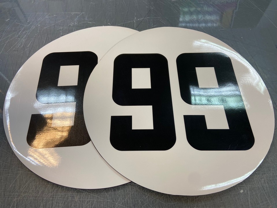 2 X Custom Removable Magnetic Race Number Racing Numbers - Round ...