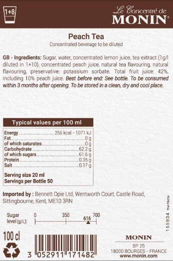 MONIN Peach Iced Tea Syrup - 1 Litre, Coffee or Cocktails | eBay UK