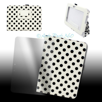NEW CASE COVER+SCREEN PROTECTOR STAND POUCH PU WHITE DOT AMAZON KINDLE ...