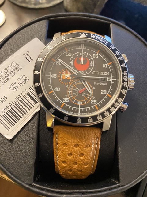 Citizen Eco-Drive Rebel Pilot ST Steel Black Dial LTHR Band Men Watch ...