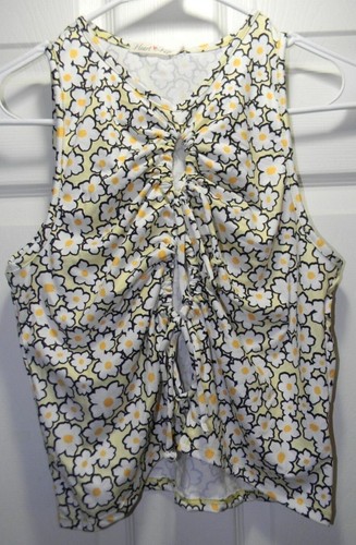 Heart & Hips Yellow Floral Tank Keyhole Sleeveless Daisey Cropped Size ...