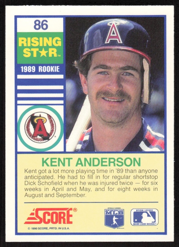 1990 Score Rising Stars Kent Anderson #86 California Angels | eBay