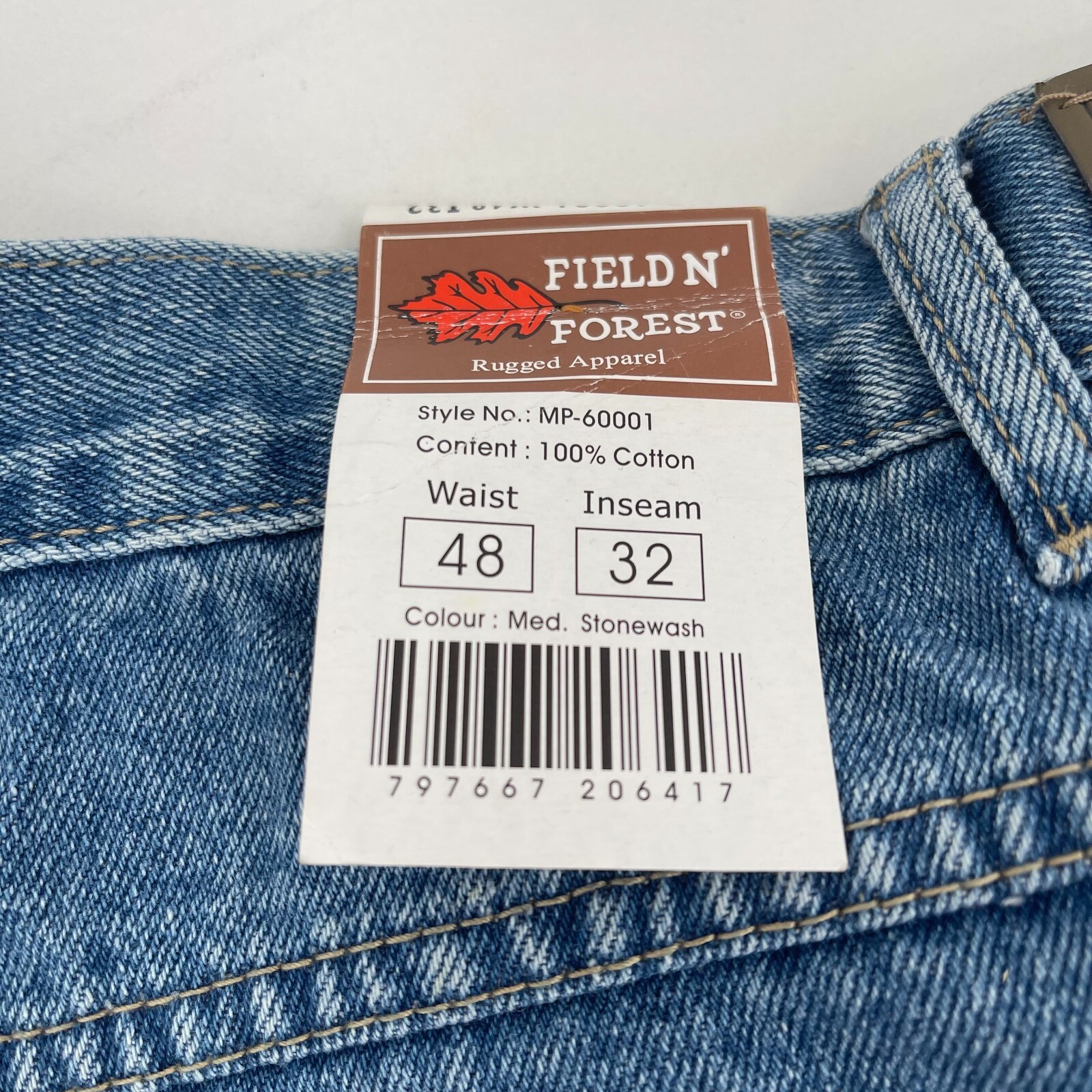 Field N Forest MENS Relax Fit Straight Leg Rugged Denim Blue Jeans 48W ...