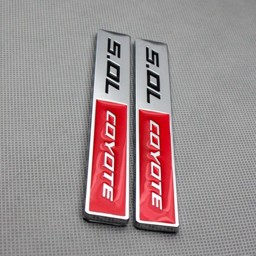 2Pcs 5.0L Coyote V8 Metal Badge 3D Chrome GT Engine Emblem Car Sticker ...