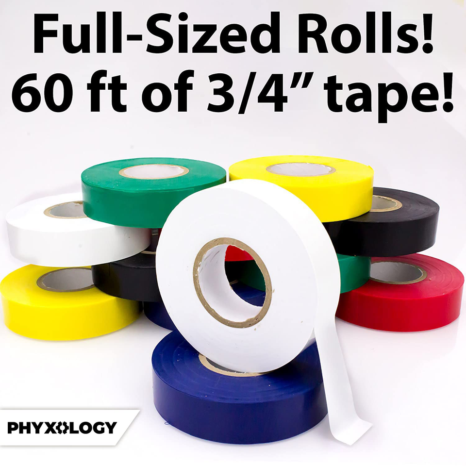 Weather-Resistant Colored Electrical Tape 60 Jumbo Roll 12 Pack. Color ...