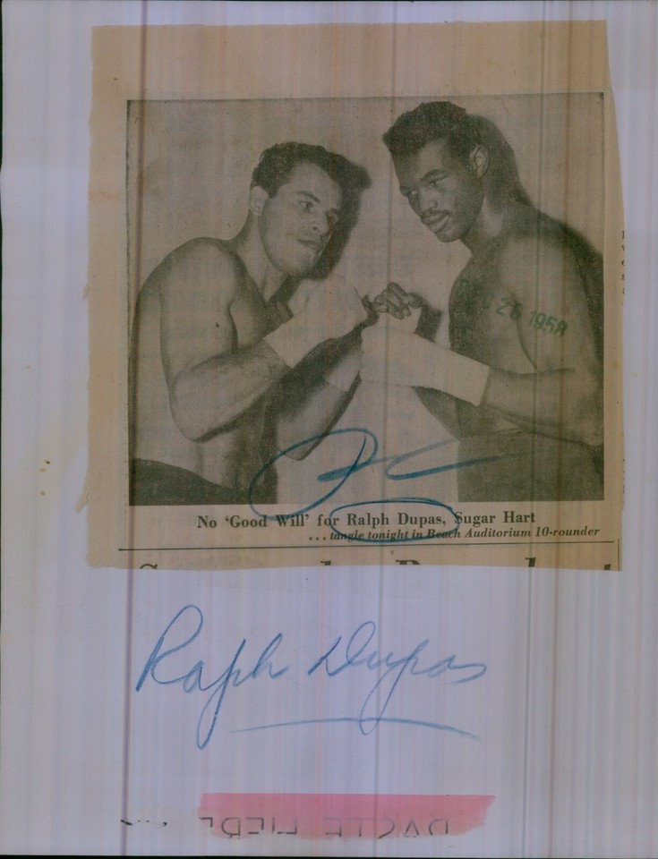 LG843 1958 Original Photo RALPH DUPAS GARNET SUGAR HART Boxing Fighters ...
