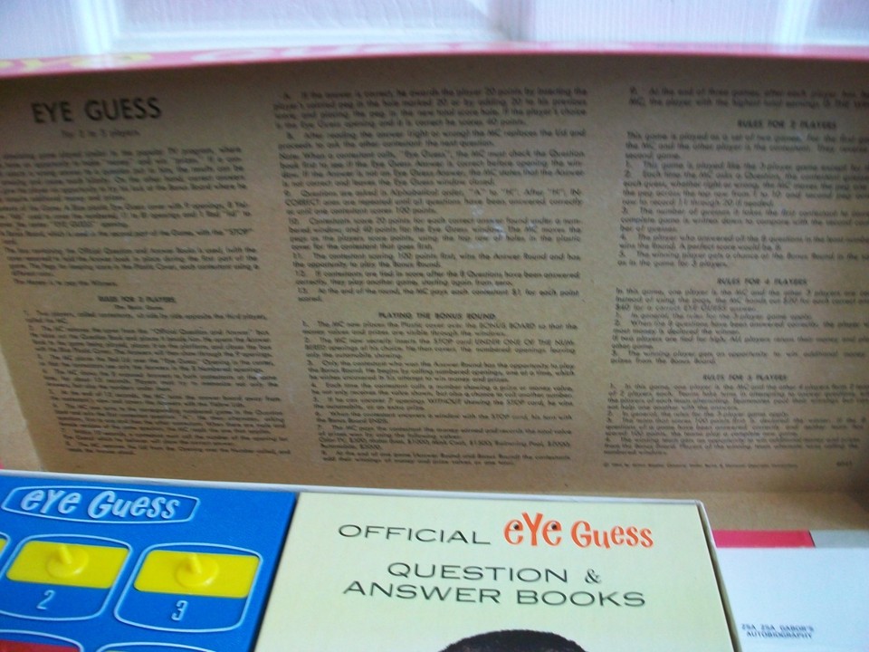 Vintage 1966 Milton Bradley Eye Guess Board game #4641 USA Bill Cullen ...