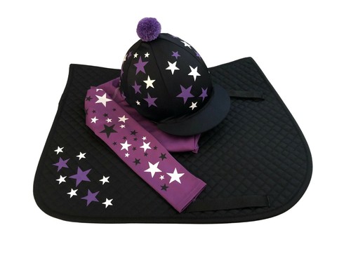 Black/Purple Cross Country Horse Colours, Riding Set | eBay