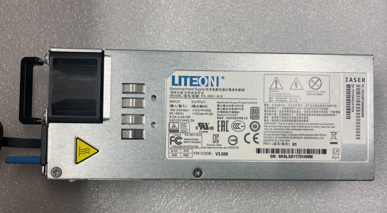Liteon PS-2801-6LS 800W 80 Plus Platinum Power Supply | eBay