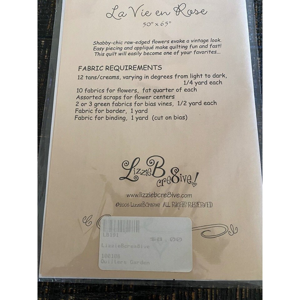Lizzie B Cre8tive Creative Sewing Pattern LB-191 La Vie en Rose ...