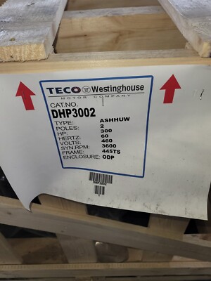 New 300HP Teco/Westinghouse DHP3002 3600RPM 460V 445TS Frame ODP | eBay