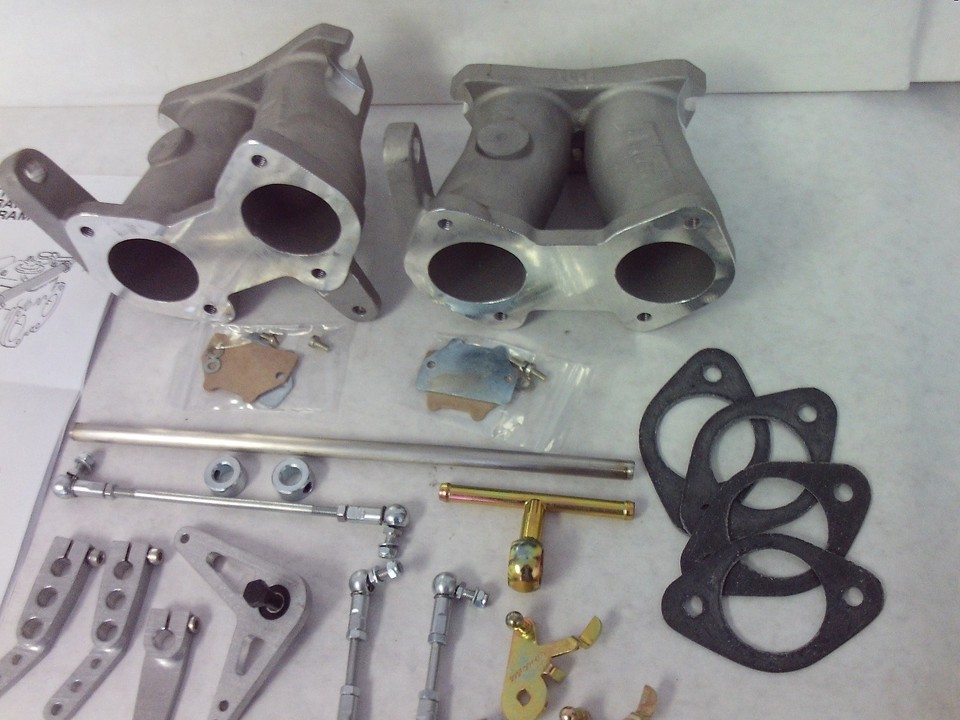 TRIUMPH TR3 TR4 MORGAN INTAKE MANIFOLD & LINKAGE WEBER DCOE CARBURETORS ...