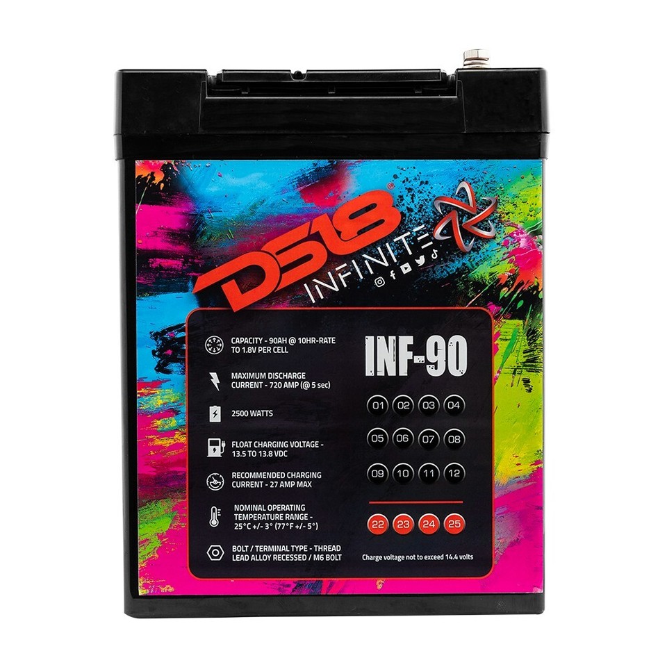 DS18 INF-90AH INFINITE 90 AH AGM Power Cell Battery 12 Volts ...