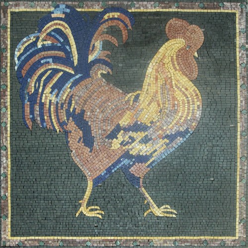 Rooster Kitchen Wall Insert Square Backsplash Home Decor Marble Mosaic ...
