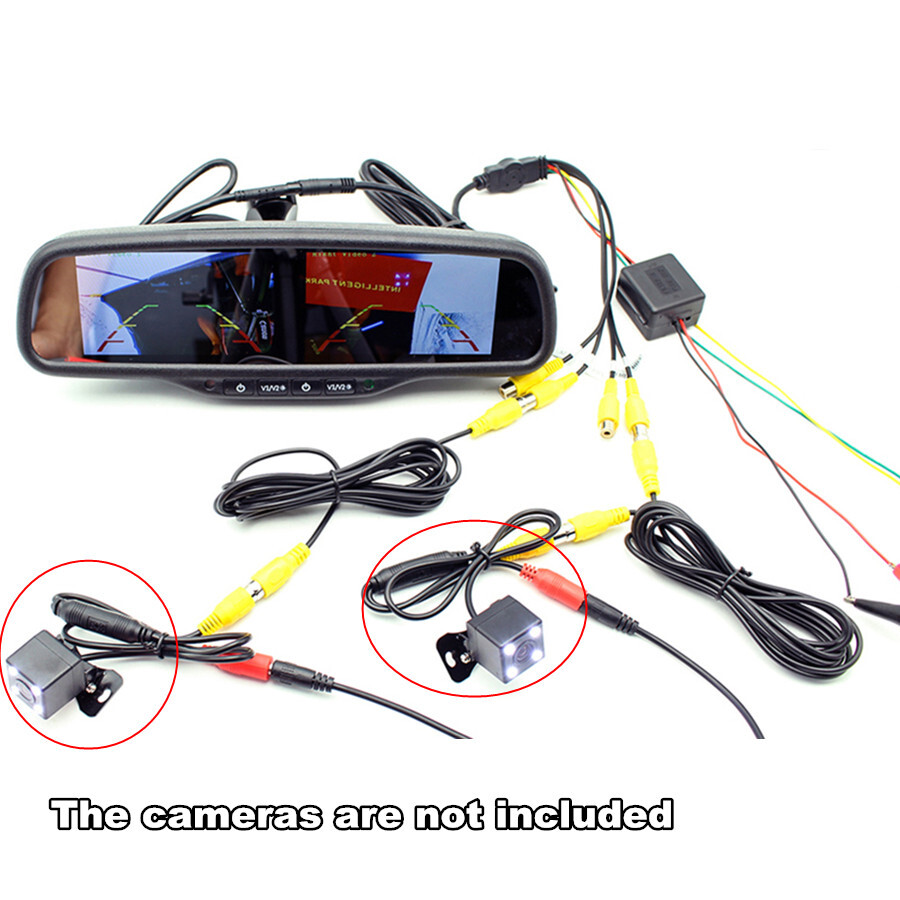 4.3'' Dual Screen Rear View Monitor Mirror 4CH HD TFT LCD Screen ...