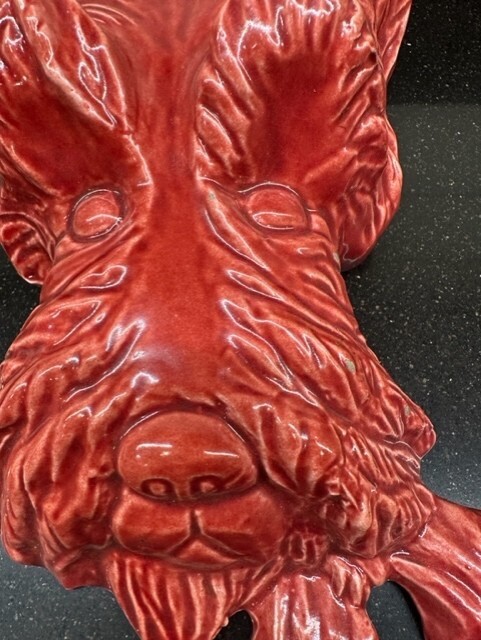 Vintage Ceramic Red Scottie Dog Scotty Scottish Terrier Face & Bow Wall ...