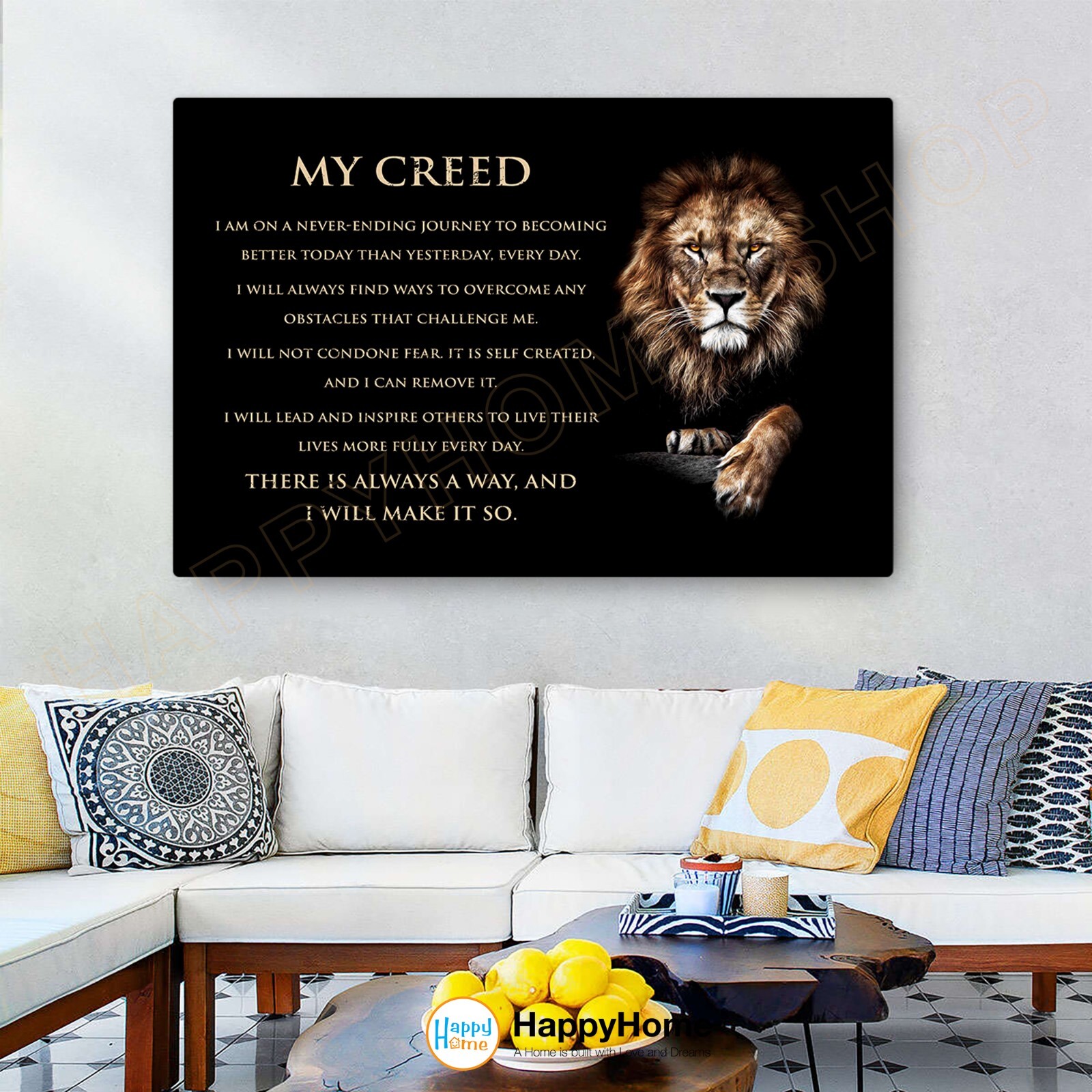 Lion Wall Art My Creed Motivational Quotes Inspirational Print Art Home ...