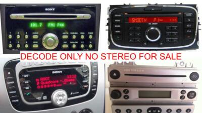 FORD SONY 6000 CD MP3 4500 DAB 6 DISC RADIO CODE DECODE SERVICE,MONDEO ...