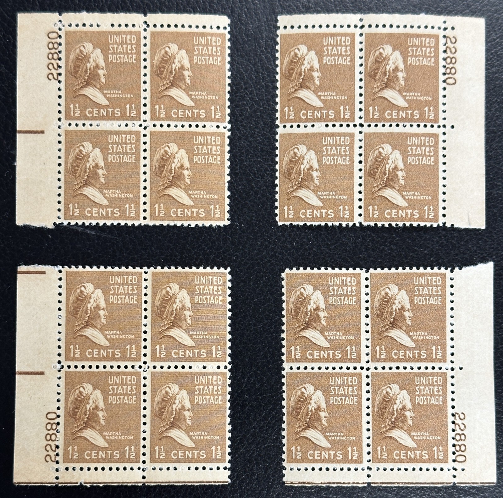 Set of 4 Plate Blocks with Matching Plate Number, US Scott #805 MNH ...
