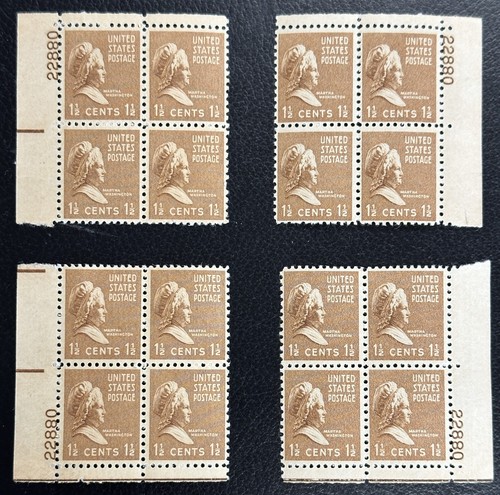 Set of 4 Plate Blocks with Matching Plate Number, US Scott #805 MNH ...