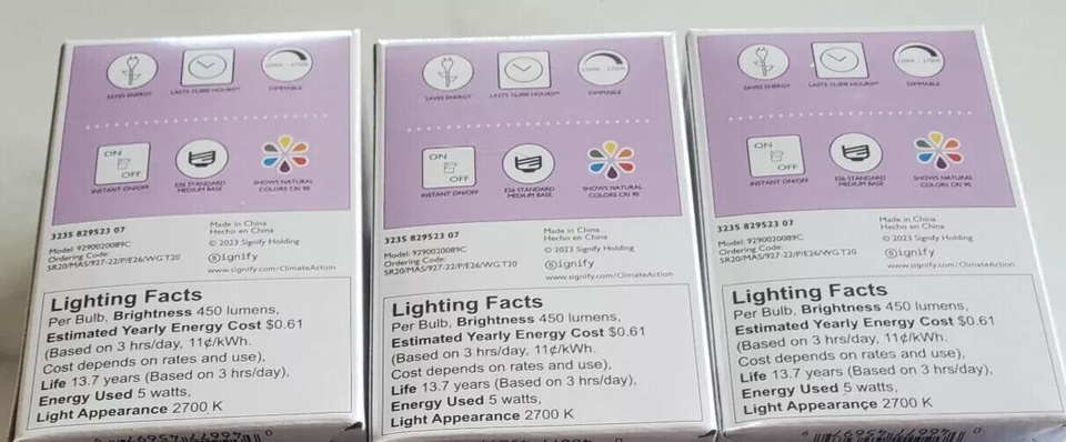 3 Pack lot Philips 5w=45w Indoor R20 Flood Dimmable Warm Glow LED Light ...