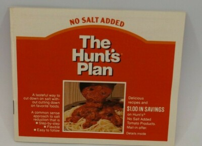 1980 The Hunt's Plan No Salt Added Recipe Booklet Hunt-Wesson Foods | eBay