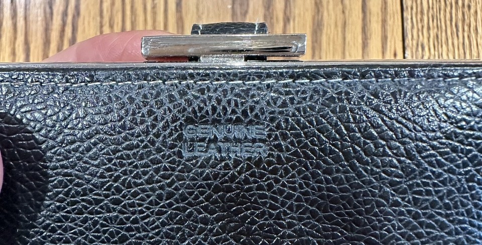 Mossimo Black Leather Silver Ring Bifold Change Purse Wallet 100% ...