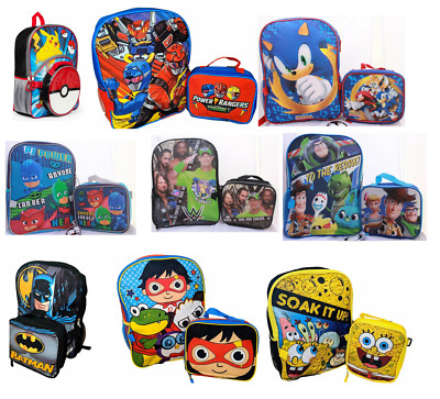 Little Boys School Backpack Lunch box Set Cartoon Book Bag Kids ...