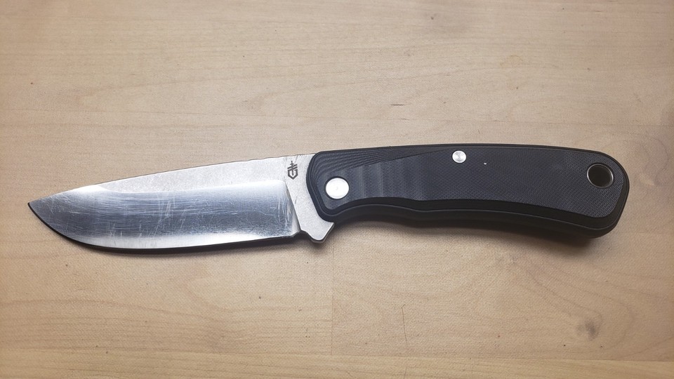 Gerber Downwind Drop Point Fixed Blade Plain Edge Knife with Sheath ...