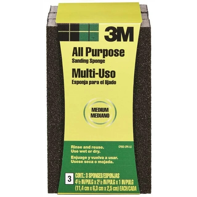 3M All Purpose Hand Sanding Sponges Medium 3 Sponges 1 Pack | eBay
