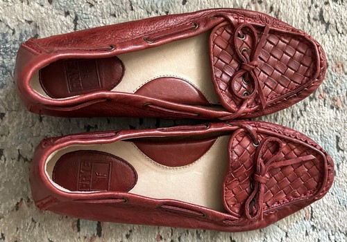 Frye Reagan Woven Red Leather Moccasin Loafers Size 8 M | eBay