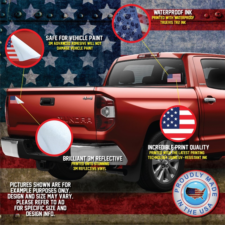 5x Reflective USA American Flag 3M decal bumper sticker car truck ...