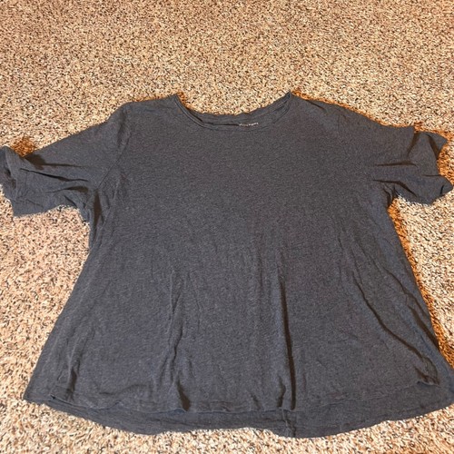 Eileen Fisher Organic Cotton Top Tee T-Shirt Relaxed Fit Gray XL | eBay