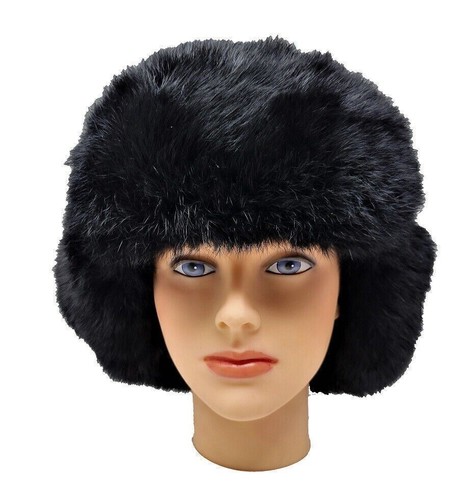 NEW women's black fur 100% rabbit hair hat Size XL ~ Elegant | eBay
