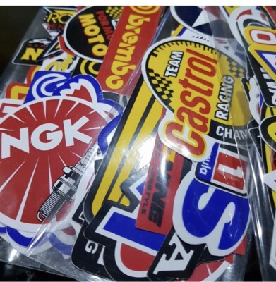 60 Pcs Random Racing Stickers Decals Motorcycle Sticker Vintage Helmet ...