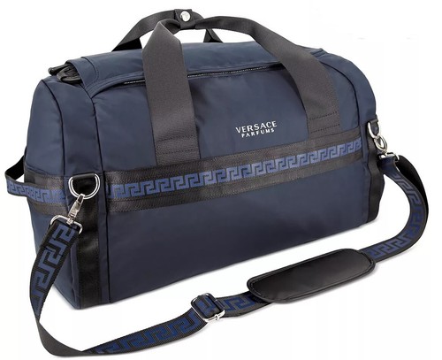 Versace Parfums Duffle dark blue Backpack faux leather gym Weekender ...